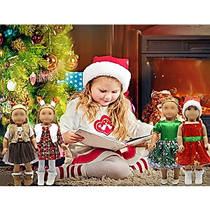 Dciki Christmas Doll Dress Clothes,Handmade Outfits Accessories Include Elk Antlers and Hat for 18 Inch American Doll Girls,Christmas Birthday Gift for Kids. (18 Inch-4set)