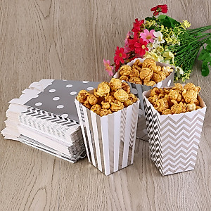 NUOLUX Popcorn Boxes Cardboard Candy Container 50pcs Silver Color