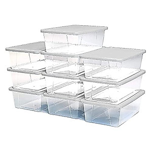 Homz 6 Quart Plastic Multipurpose Stackable Storage Container Bins with Secure Latching Lid for Home and Office Organization, Clear (10 Pack)