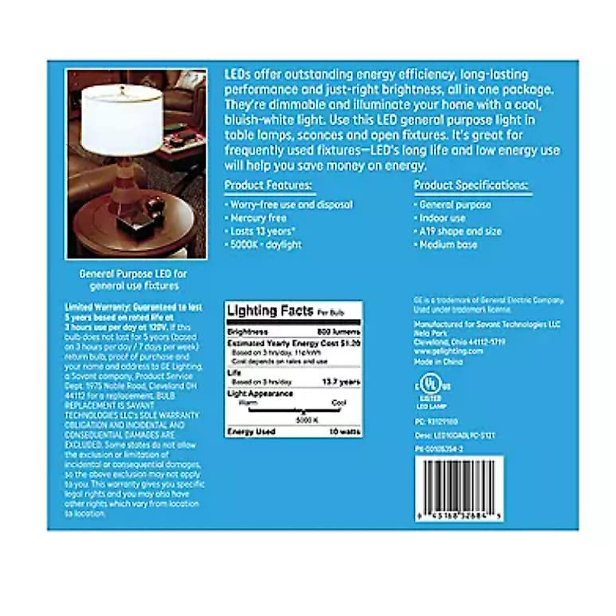 GE Daylight 60 Watt Replacement LED Light Bulbs, General Purpose, Dimmable Light Bulbs (Daylight, 12 Pack) (12)