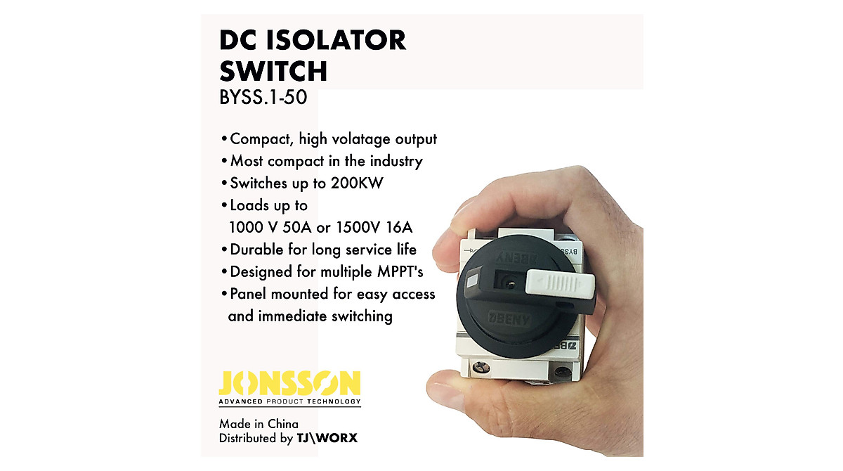 Jonsson 50A 1500V DC Isolator Switch for Solar Systems