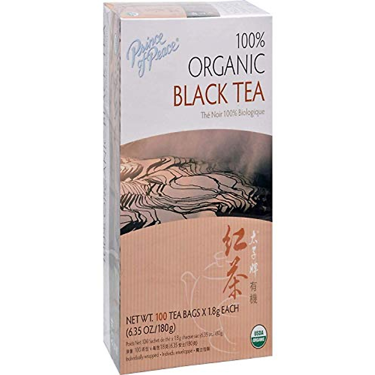 Prince of Peace Organic Black Tea, 100 Tea Bags – 100% Organic Black Tea – Unsweetened Black Tea – Lower Caffeine Alternative to Coffee – Herbal Health Benefits