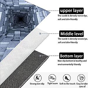 Marble Brick Bottomless Hole Area Rug Extra Large for Kids Playroom 3D Optical Visual Illusion Trap Living Room Floor Carpet Mat ,6'x9'