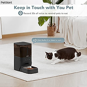 Pettliant Automatic Cat Feeders with APP Control, 2.4G WiFi Automatic Dog Feeder with Stainless Steel Bowl & 30s Voice Recorder, Pet Feeder can Timed to Feed Dogs/Cats up to 9 Meals Per Day - 4L