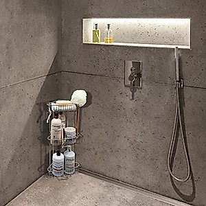 ToiletTree Products Rust Proof Stainless Steel Shower Floor Caddy, 3 Tiers (Assembly Required - Screwdriver Included) (Collapsible)