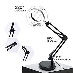 DLLT Dimmable Swing Arm Desk Lamp with Clamp, 68 LED Flexible Architect Work Lamp, 3 Colors 10 Brightness, Adjustable Desk Lamp, Multi-Joint Table Lamp for Study, Office, Computer, Art, Work Lighting