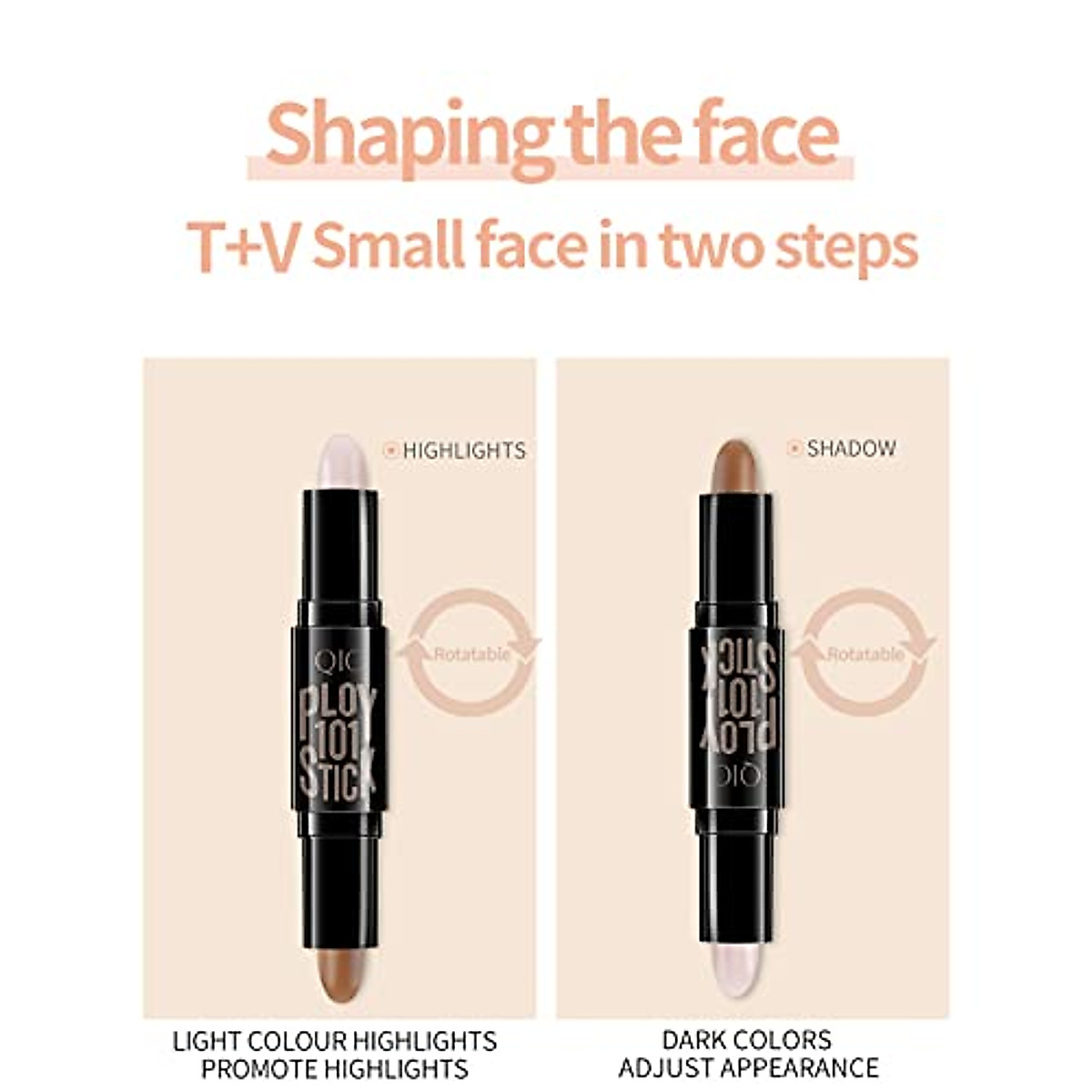 Highlight Contour Stick, 2 in 1 Makeup Shading Stick, Face Highlighters Sticks, Concealer Contour Highlighter Stick,Cruelty Free Makeup,double-end face concealer contouring sticks cream (01)