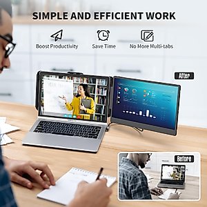 Laptop Screen Extender 14in Upgraded, FHD 1080P IPS Portable Monitor for Laptops 13-17.3", Laptop Monitor Extender Dual Screen with USB-C/HDMI Port, Plug & Play for Macbook/Windows/Android/Switch