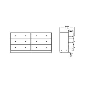Tvilum Portland Contemporary 6 Drawer Double Dresser in Jackson Hickory