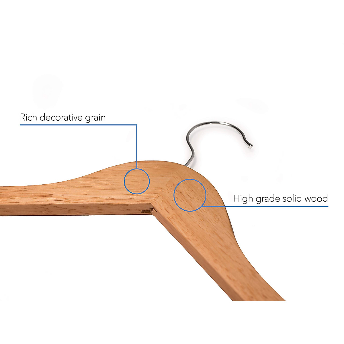 Topline Classic Wood Shirt Hangers - Natural Finish (10-Pack)