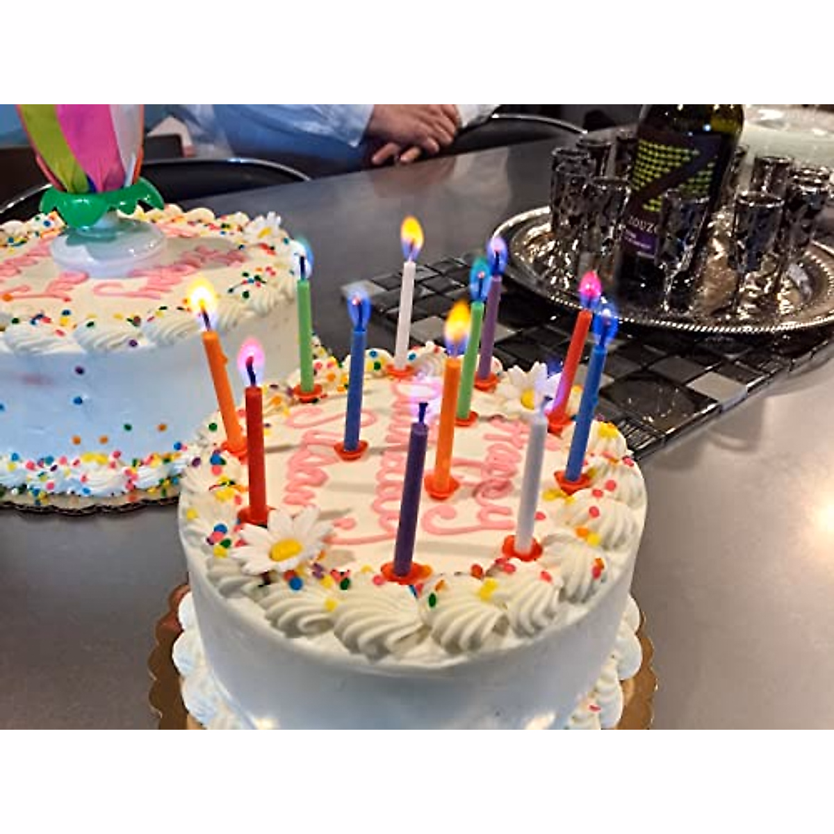 Angel Flames Birthday Cake Candles Happy Birthday Candles with Colored Flames (12pcs per Box, Holders Included) (12, Medium)