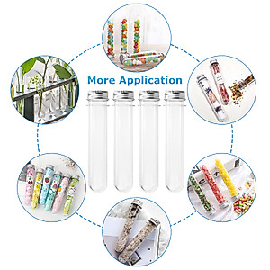 ACXFOND 60Pcs Clear Plastic Test Tubes with Caps 45ml Clear Candy Tubes Plastic Tubes for Bath Salts, Candy, Beads Storage, Science Lab, Party