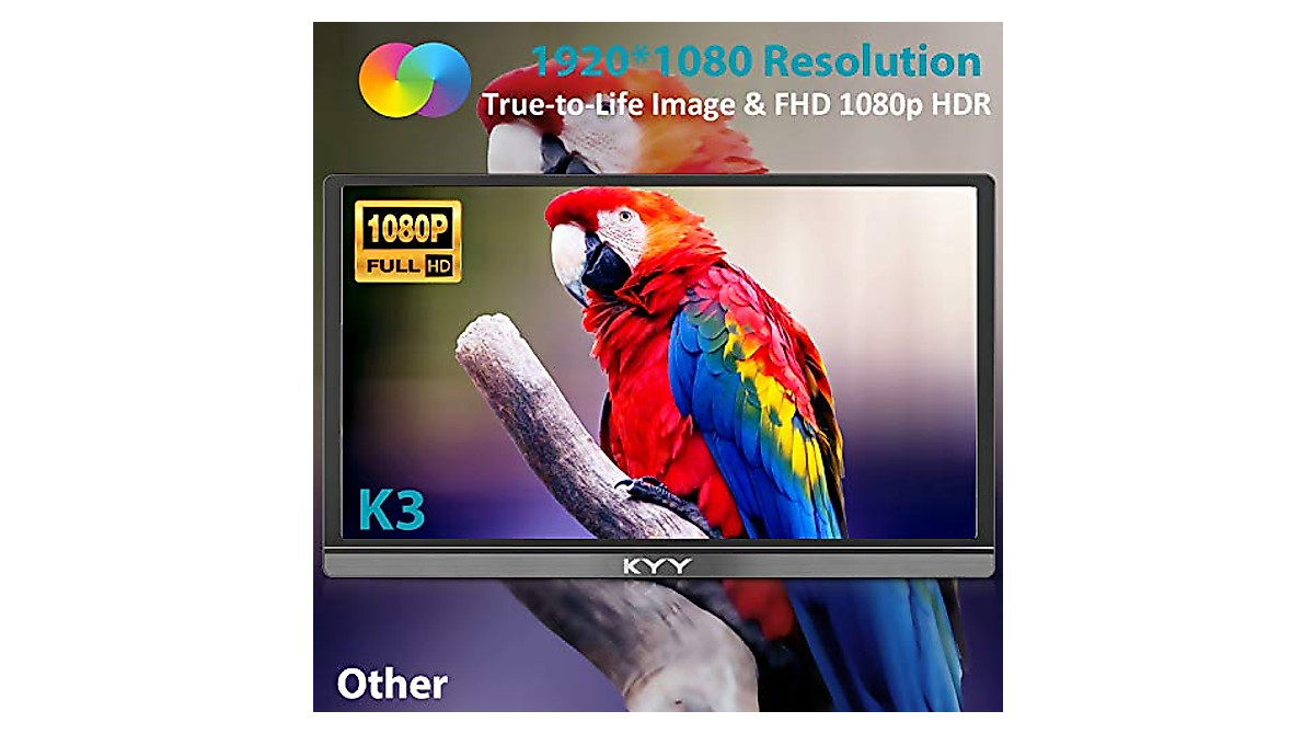 KYY Portable Monitor 15.6-inch FHD USB-C HDMI for Laptop & Gaming