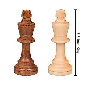 Gugertree Wood Weighted Chess Pieces with 3.5 Inch King, Pieces Only, No Board