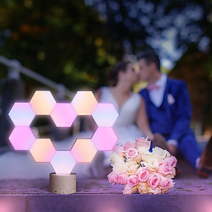 Yescom APP Control 6 Pack Smart LED Light Panels Hexagon Smarter Kit Modular Touch Sensitive Lamp DIY Voice Control Cololight Home Decor Gift
