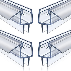 4 Pack Frameless Shower Door Bottom Seal, 1/4 x 39" Clear PVC Shower Seal Strip for 1/4 Inch Glass Shower Door Stop Shower Leaks