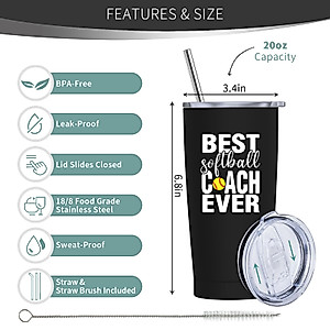 NVFCC Softball Coach Gifts for Men, Softball Coach Appreciation Gifts, Best Softball Coach Ever Gifts, Gift Ideas for Softball Coach, Softball Coach Gifts for Women 20 oz Coffee Tumbler