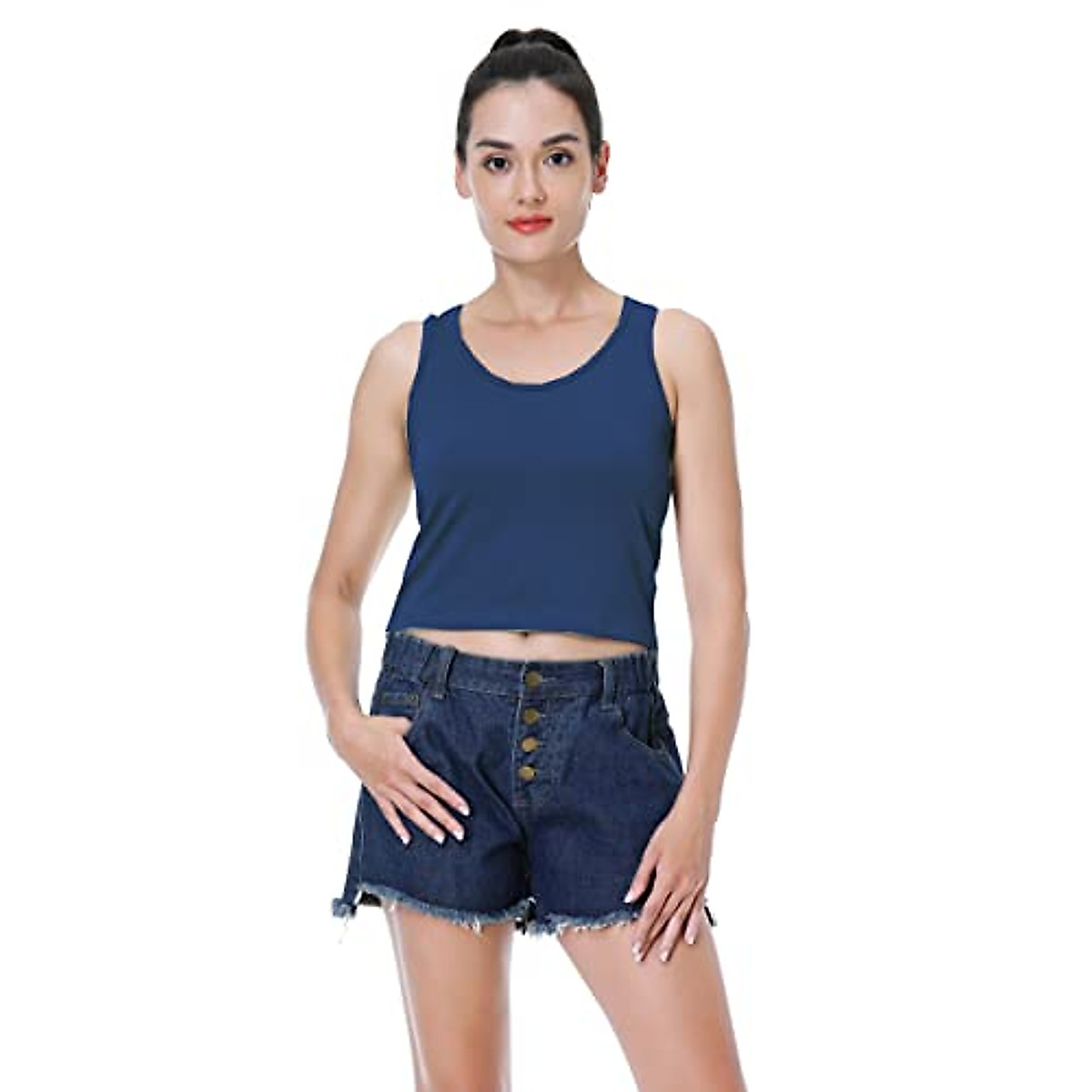 TADANG 3 Pieces Crop Tank Tops for Women, Sleeveless Racerback Crop Sports Top, Cropped Workout Tops Running Yoga Tanks