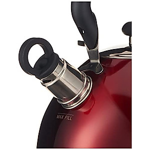 Mr. Coffee Morbern 1.8 Quart Stainless Steel Whistling Tea Kettle, Red