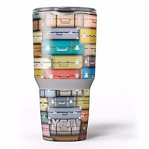 Design Skinz Multicolored Traveling Suitcases - Skin Decal Vinyl Wrap Kit Compatible with The Yeti Rambler Cooler Tumbler Cups