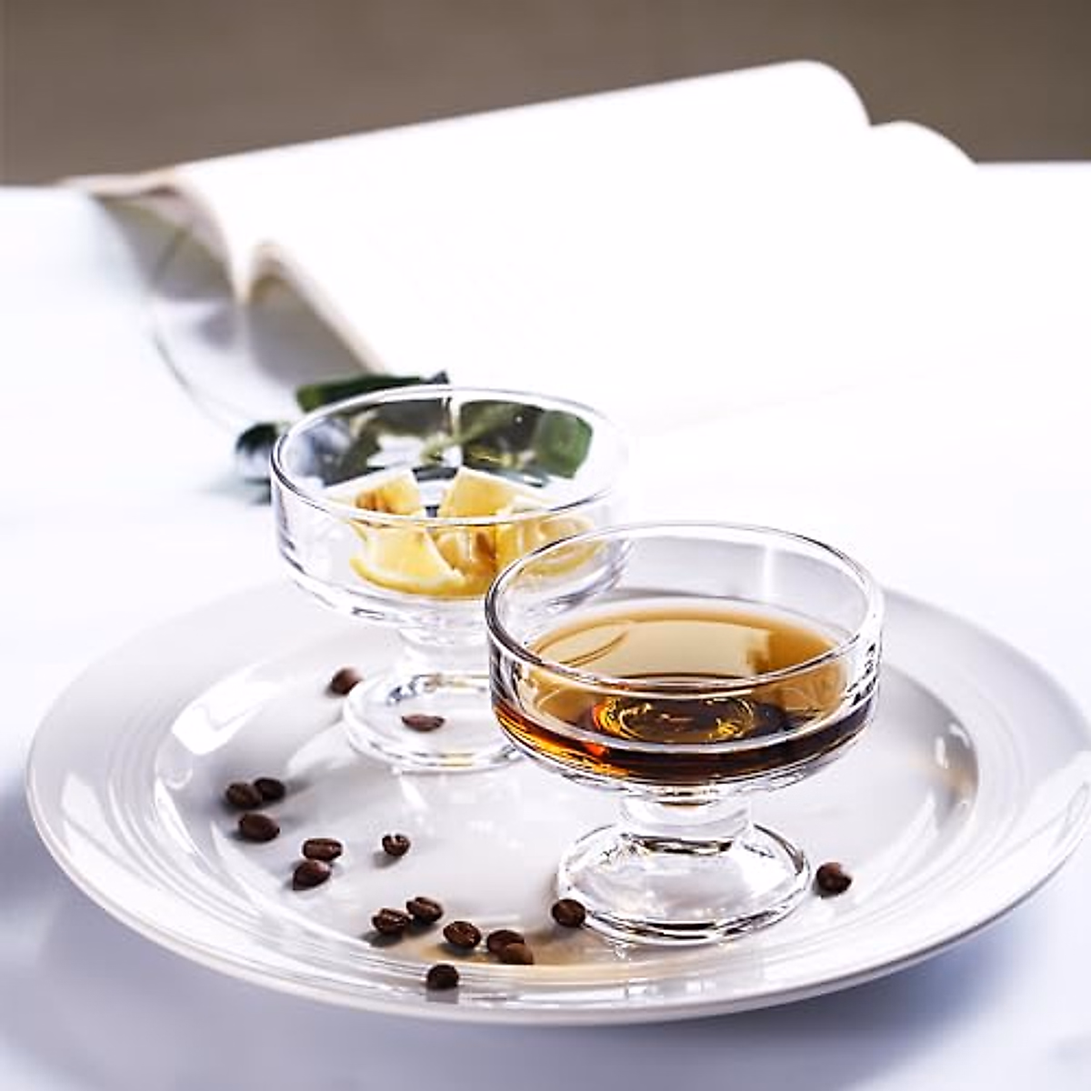 binsakao Glass Ice Cream Bowl Set, Small Clear Mini Footed Dessert Cups for Friut Pudding Trifle Parfait Sundae Nuts Cocktail Drinks Party (6.3 oz, 6 pcs)