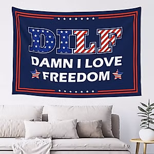 Abipuir Damn I Love Freedom DILF Tapestry Trump Tapestry Wall Art Tapestry for Bedroom (Color : Colour, Size : 75X100CM)