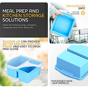 ZIP STANDING Silicone Freezer Trays with Lids, Set of 4 - with 1cup and 2 cup Silicone Freezer Molds for freezing soups, sauces and individual microwave safe