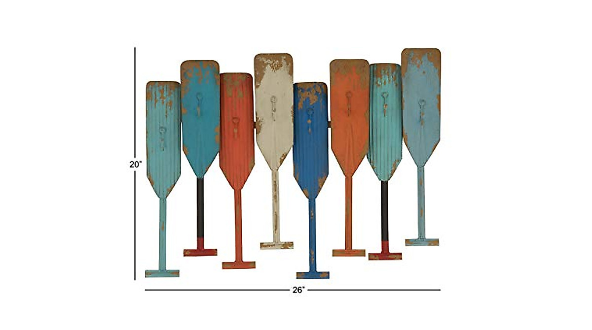 Deco 79 Coastal Wall Hooks - Distressed Oar Design