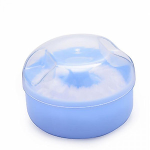 UTENEW Cosmetic Tool Baby Soft Face Body Powder Puff Sponge Box Container Case (blue)