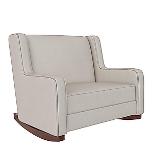 Baby Relax Hadley Upholstered Double Rocker Chair, Beige Microfiber