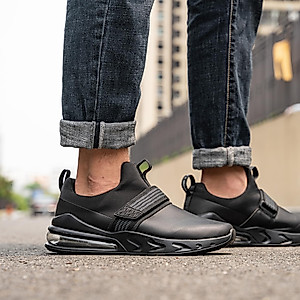 LARNMERN Non Slip Work Shoes Men Kitchen Chef Slip Resistant Shoe Waterproof Food Service Restaurant Air Cushion Working Footwear(Black/10)