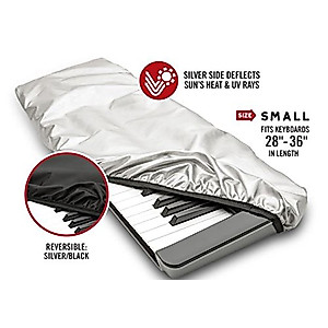 Maloney StageGear Piano Keyboard Dust Cover for 49 Key Keyboards - Reversible Black Nylon Keeps it Free from Dust, Dirt, & Moisture; Silver Reflective Material Protects from Sun - Small Case (95728)