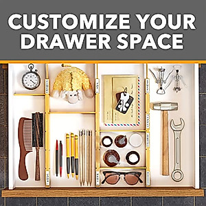 SpaceAid Bamboo Drawer Dividers Inserts, 3 Sizes, 9 Pack