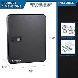 BARSKA 36 Position Key Safe with Combination Lock Black, Medium