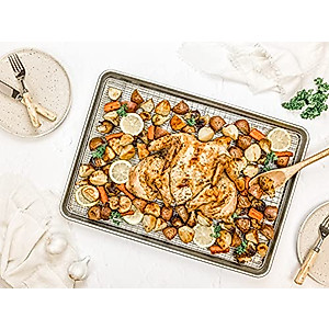 USA Pan Bakeware Half Sheet Baking Pan and Bakeable Nonstick and Cooling Rack Set, Metal