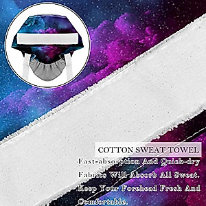 DEYYA 2 Pieces Bouffant Cap with Button Ponytail Pouch, Cotton Working Hat Sweatband, Adjustable Surgical Caps Space Galaxy Universe, Multicoloured 6, Medium-3X-Large
