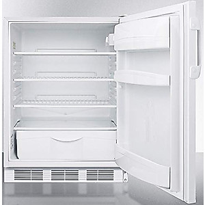 Summit Appliance FF6WBI7IF Commercially Listed Built-in Undercounter 24" Wide All-Refrigerator for General Purpose Use with Auto Defrost, Integrated Door Frame for Overlay Panels and White Cabinet