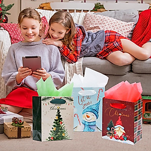 Nihuecne 12 Pack Christmas Gift Bags with Tissue Paper, 6" Small Holiday Gift Bags with Handles for Christmas, Holiday Party,12 Designs (5 x 6.25 x 2.9 In)
