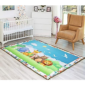 Moiré Baby 3D Paper Craft Animal Learning Baby Play Mat Extra Large 76 in. x 58 Padded ABC Crawling Carpet for Babies (3D Paper Craft Animal)