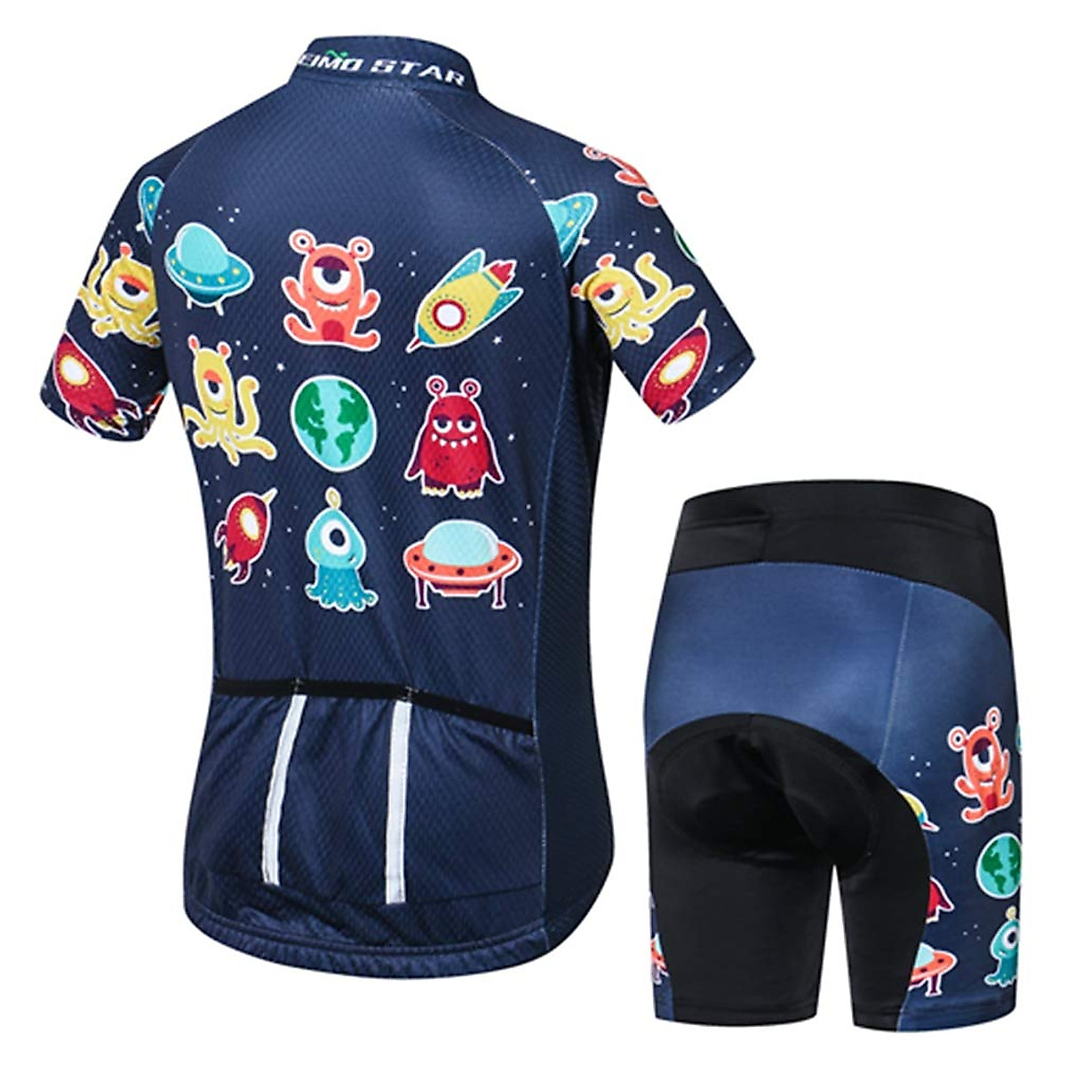 Children Bike Clothing Riding Summer Cycling Jersey Shorts Padded Bicycle Sportswear Rocket Blue XL