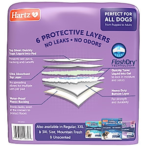 Hartz Home Protection Lavender Scented Dog Pads, XL 30 count, Super Absorbent & Won't Leak, Odor Eliminating