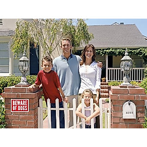 Beware of Dog Sign, Metal Warning the Dogs Signs for Fence Gate, 2 Pack 10 x 7 inches, for Indoor and Outdoor Use, No Fade Aluminum Weatherproof Long Lasting Red Ink (10 x 7, RED)