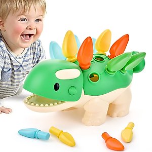 BAHIAKLO Baby Dinosaur Montessori Toy, 6 12 9 18 Months Old Toddler Learning Toy, Development Fine Motor Sensory Toy, Baby Gifts for 1 2 One Two Year Old Baby Boy Girl