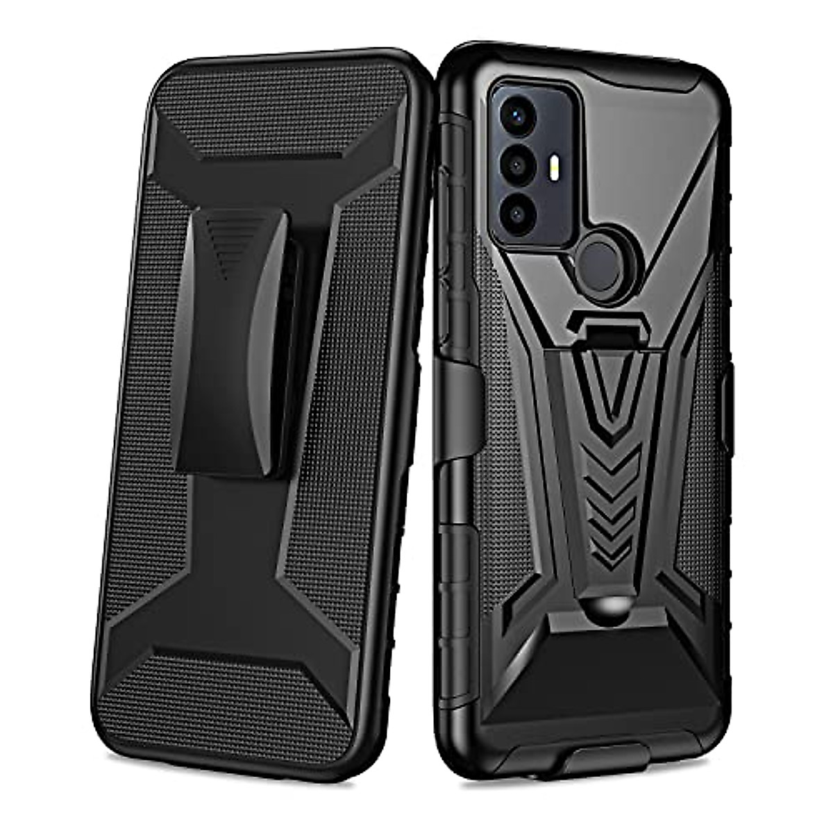 Thousand Gear Case for TCL 30SE 5G, TCL 305 / TCL 306 Case Holster with Screen Protector, Swivel Belt Clip Holster with Kickstand, Heavy Duty Full Body Shockproof Protector Phone Cover (Black)