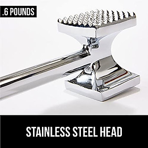 Gorilla Grip Heavy Duty Meat Tenderizer, Oversized Kitchen Mallet, Soft Grip Handle, Tool Maximizes Food Flavor, Spiked Side Tenderizes, Flat Smooth Flattens Steak, Pound Beef, Commercial Grade, Black