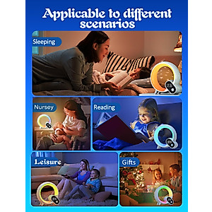 Smart Night Light for Kids,Wake Up Light Sunrise Alarm Clock,Ambient Light & Sleep Assistant White Noise Sound Machine Baby Night Light,App,Bluetooth Speaker,Snooze,Timer,Remote Control,Ideal for Gift