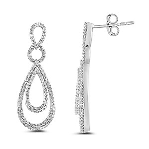 Amazon Essentials Sterling Silver Diamond Drop Earrings (1/2 cttw) (previously Amazon Collection)
