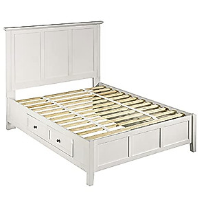 Modus Furniture Solid Wood 2-Side Storage Bed, California King, Paragon - White