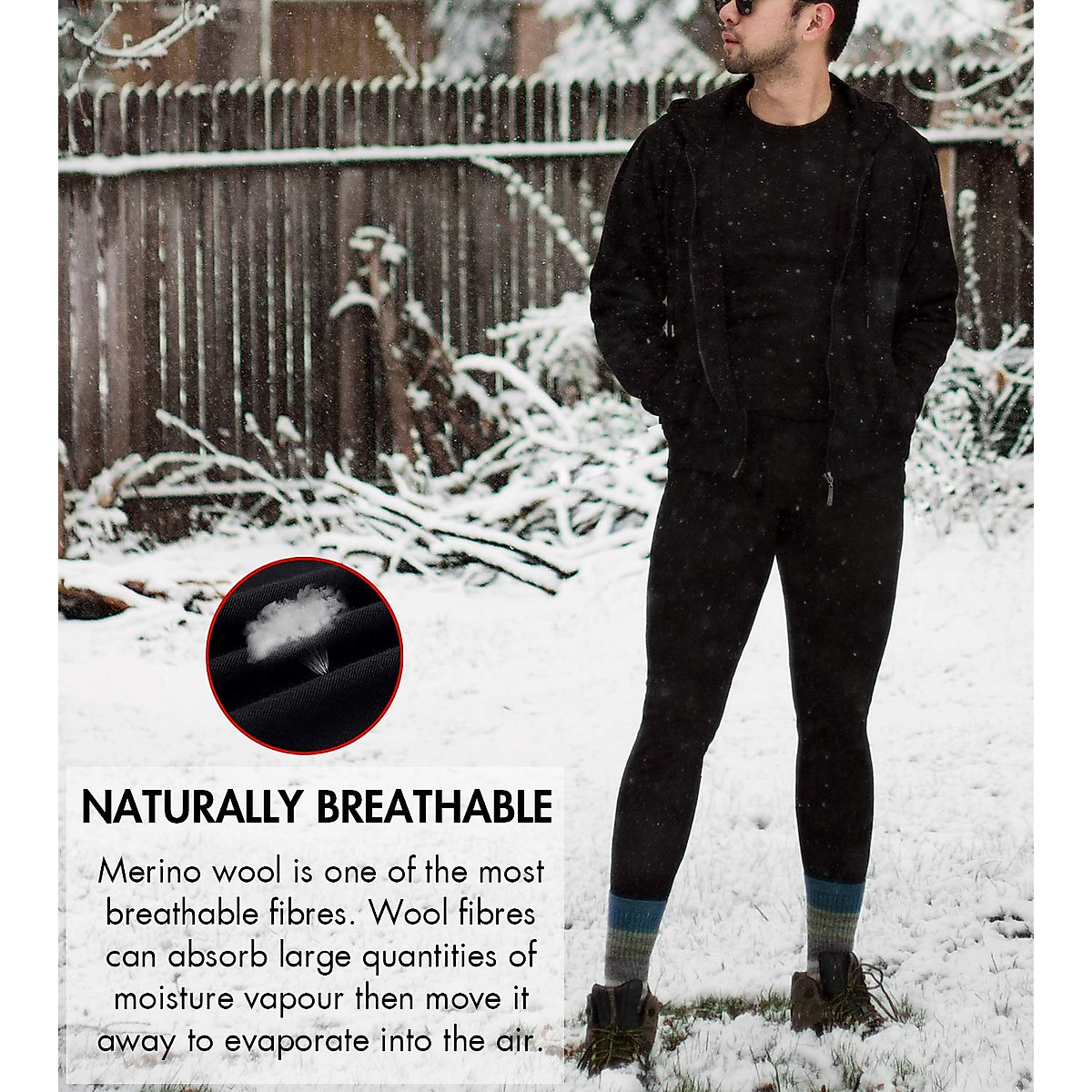 LAPASA Men's 100% Merino Wool Base Layer Set Lightweight Thermal Underwear Activewear Long John Top Bottom M31 Large 1. Lightweight Black 1 Set