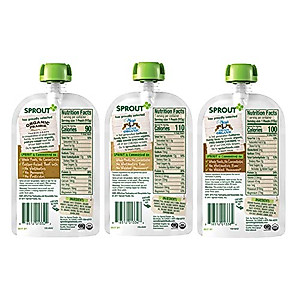 Sprout Organic Baby Food, Stage 3 Pouches, Root Veg & Beef, Creamy Veg & Chicken, Harvest Veg & Chicken Variety Pack, 4 Oz Purees (Pack of 18)